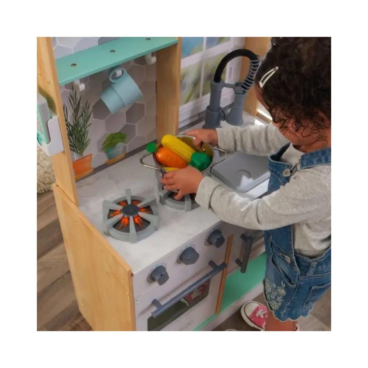 Kidkraft Let's Cook Wooden Play Kitchen - Natural Color - Toy Corner